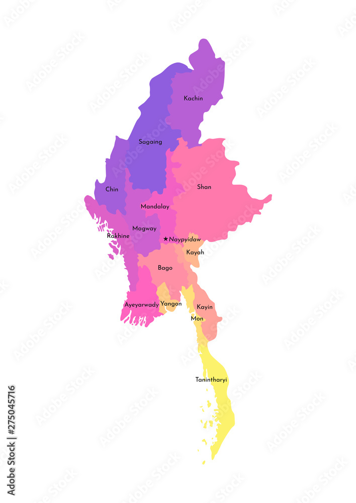 Vector isolated illustration of simplified administrative map of ...