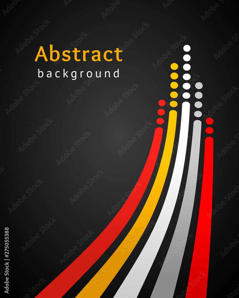 Colored stripes with circles over black background. Retro vector ...