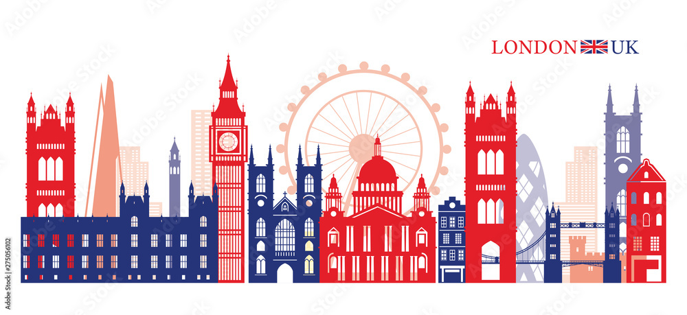 Poster London, England and United Kingdom Landmarks Skyline – Wall Art ...