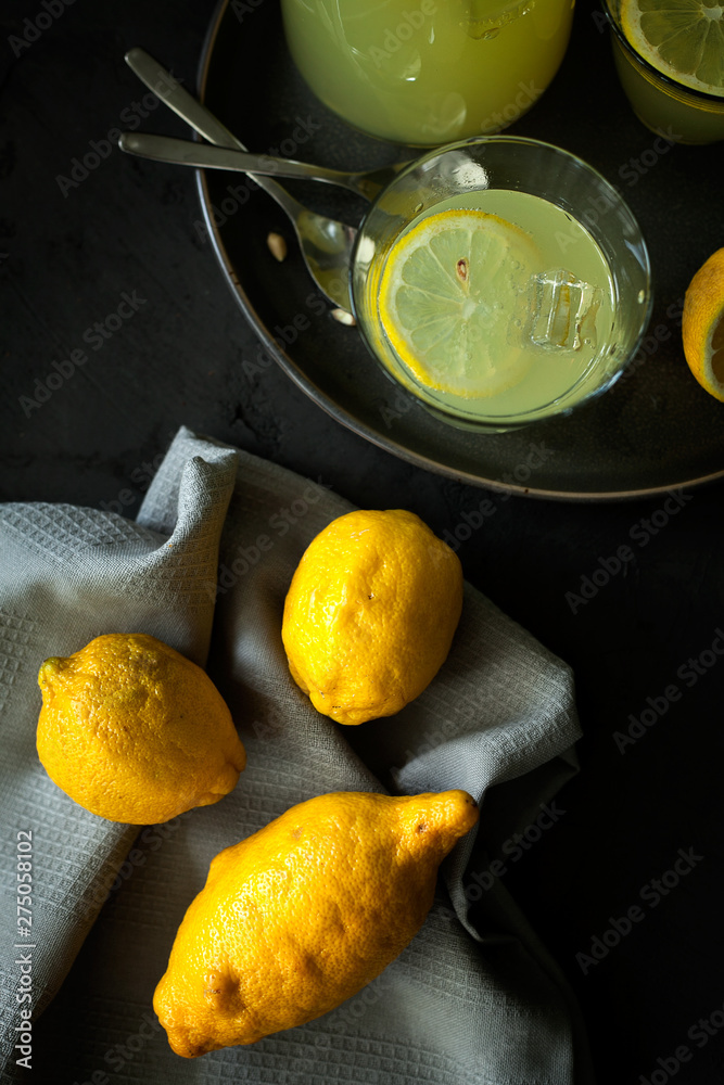 Trendy ugly organic lemons unusual shape for lemonade on dark ...