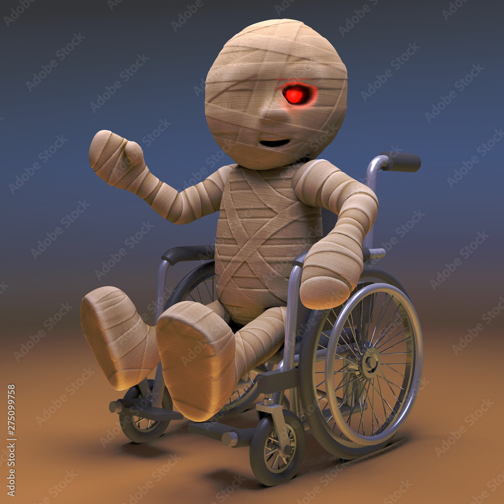Disabled Egyptian mummy monster has to use a wheelchair sometimes, 3d ...