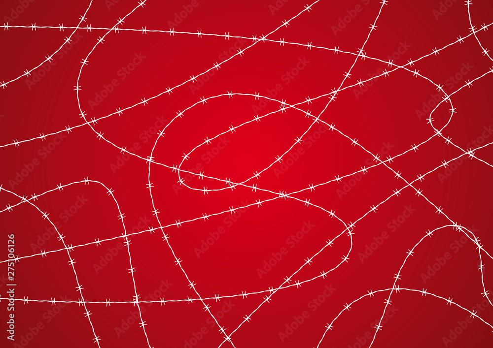 Vector realistic barbed wire on a red background Stock Vector | Adobe Stock