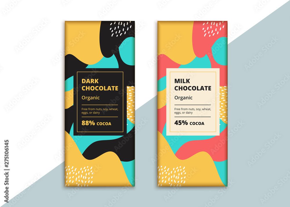 Organic dark and milk chocolate bar design. Creative abstract choco ...