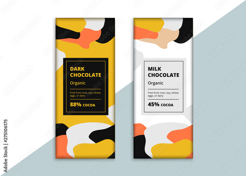 Organic dark and milk chocolate bar design. Creative abstract choco ...