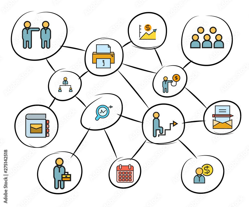 business management concept network diagram, mind mapping infographics ...