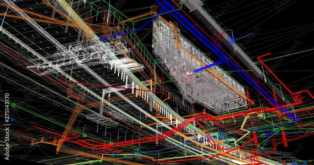 The BIM model of the of urban infrastructure object of wireframe view ...