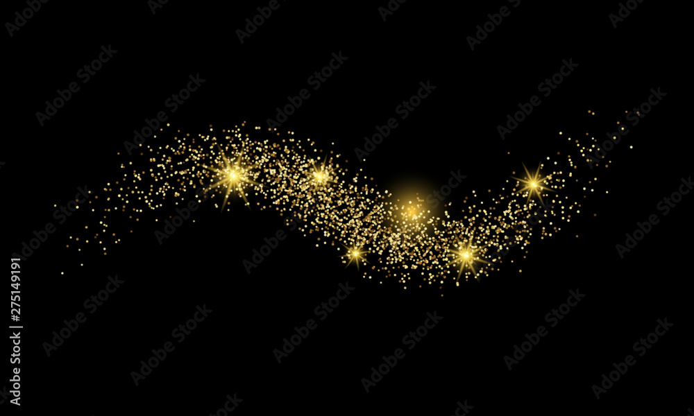 Light Wave with Gold Glitter Effect Stock Vector | Adobe Stock