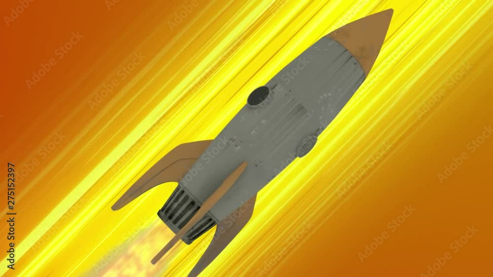 Rocket Ship Flying Through Space Animation. Yellow Diagonal Anime Speed ...