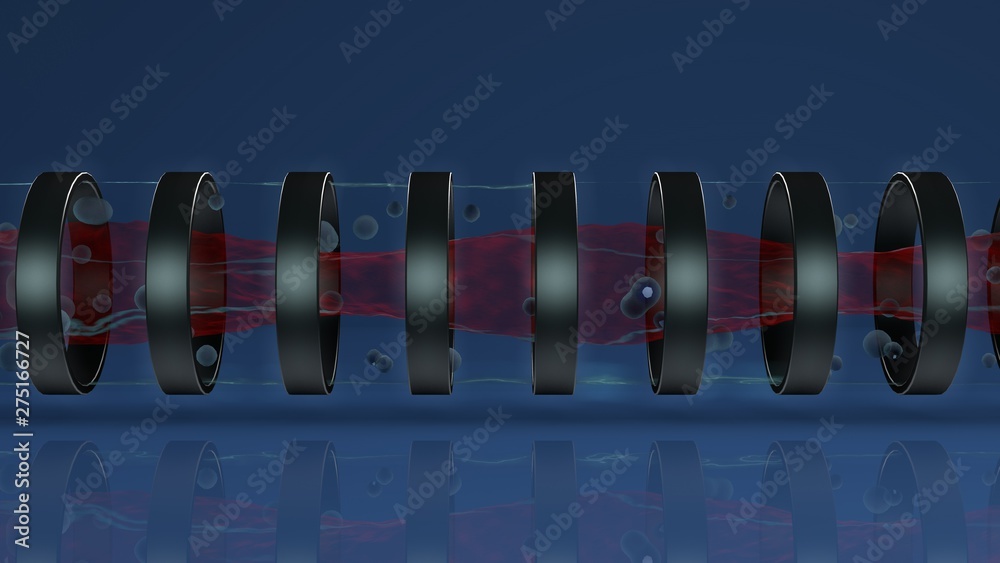 3D rendering of plasma generator. Tokamak thermonuclear reactor with a ...