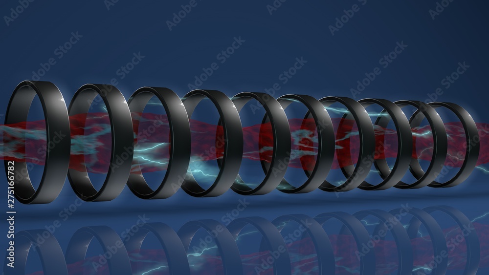 3D rendering of plasma generator. Tokamak thermonuclear reactor with a ...