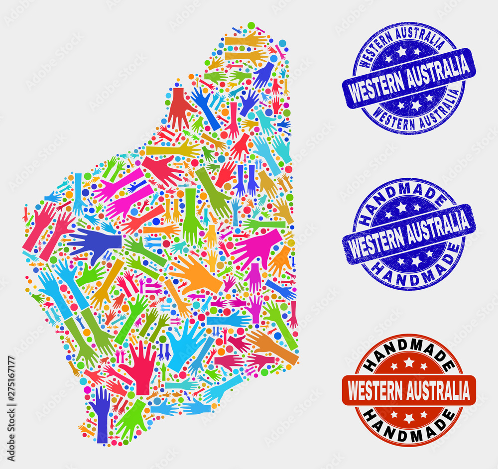 Vector handmade combination of Western Australia map and scratched ...