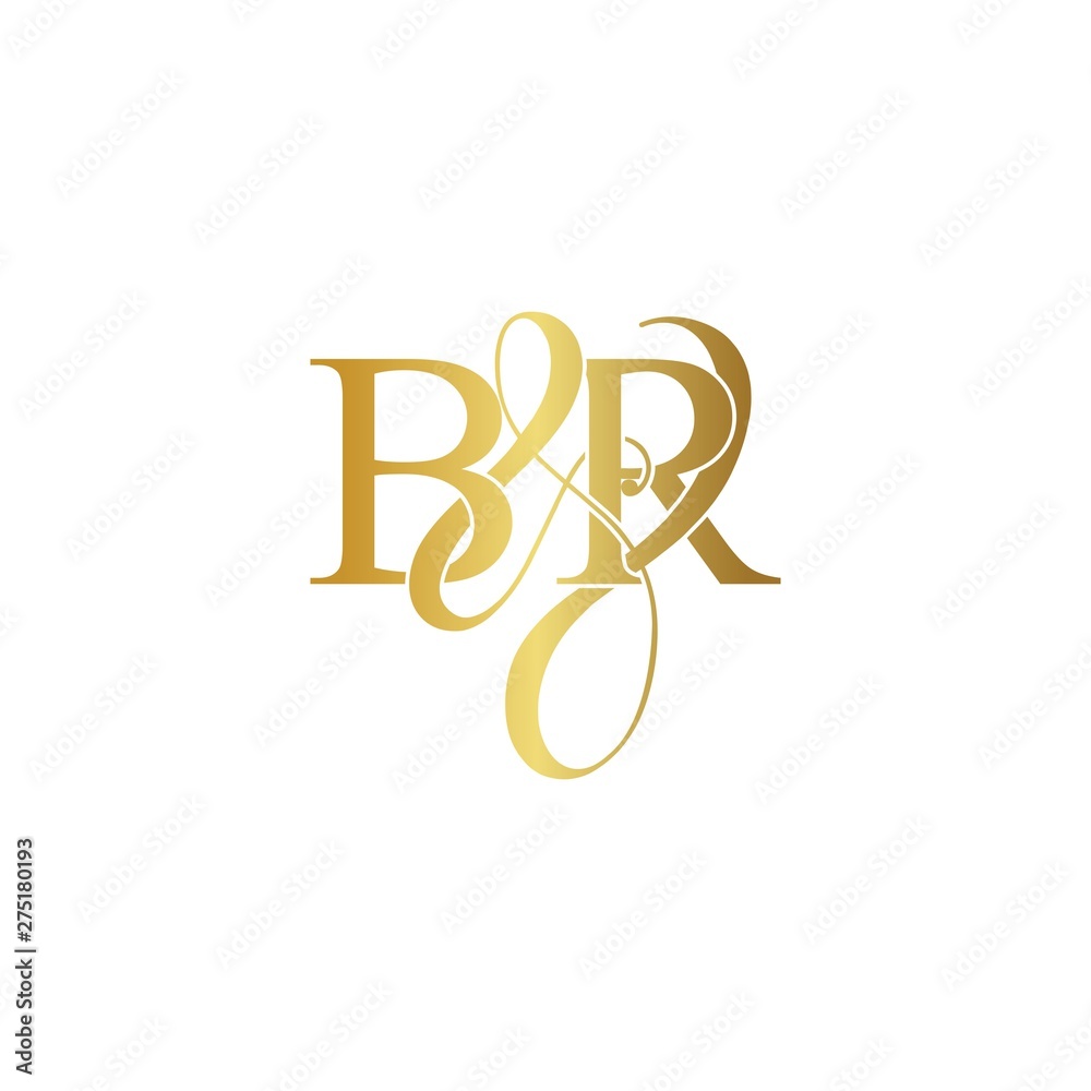 Initial letter B & R BR luxury art vector mark logo, gold color on ...