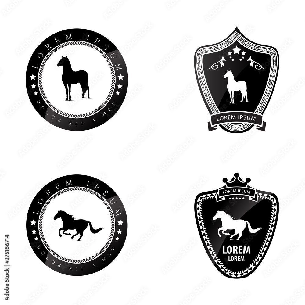 Horse Logo Set - Isolated On White Background. Horse Vector ...