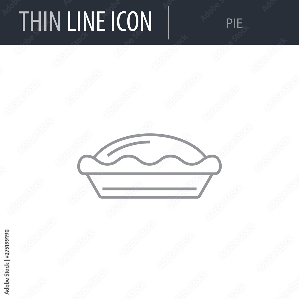 Symbol of Pie. Thin line Icon of Food. Stroke Pictogram Graphic for Web ...