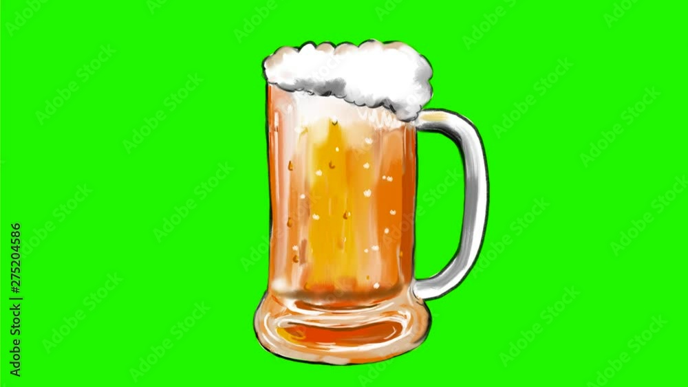 2d Animation motion graphics showing a watercolor of a beer mug with ...