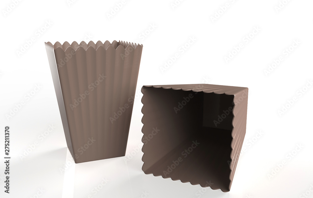 blank empty popcorn box, mock up template on isolated white background ...