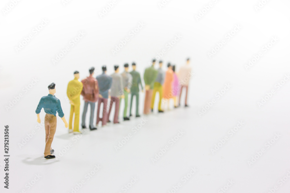 group of business people In line and one guy going to line isolate ...