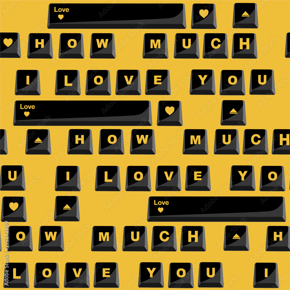 Sealess pattern in vector Stylish Love with wording typo “How much I ...