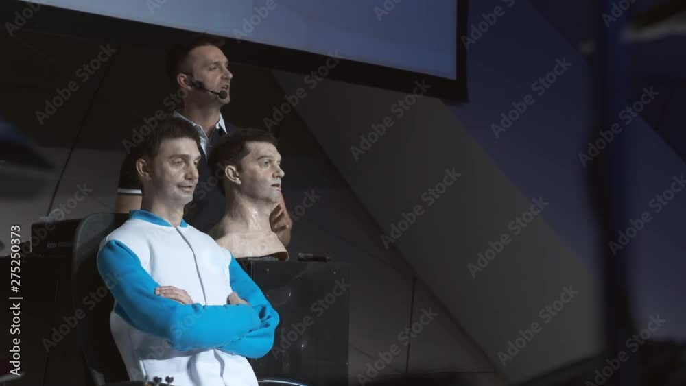 Humanoid robot man on stage. Innovative development in robotics and ...