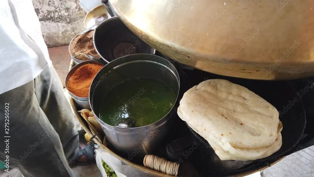 Street food- Chole Kulche- popular fast meal with dry chickpeas spicy ...