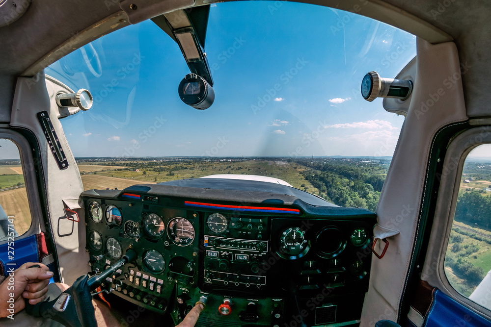 Cockpit of a small aircraft. Stock Photo | Adobe Stock