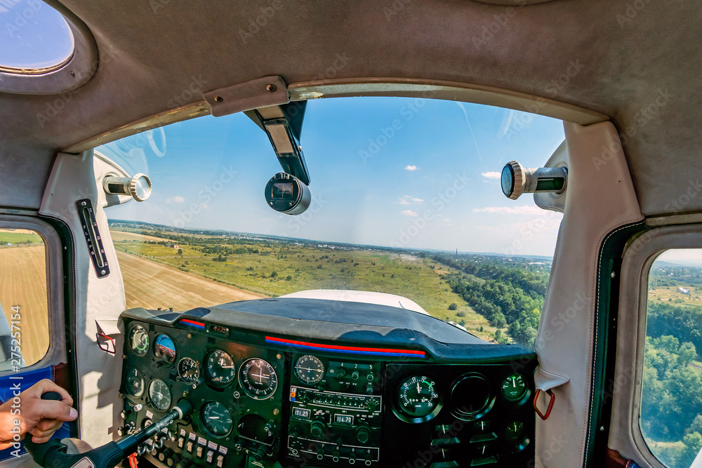 Cockpit of a small aircraft. Stock Photo | Adobe Stock