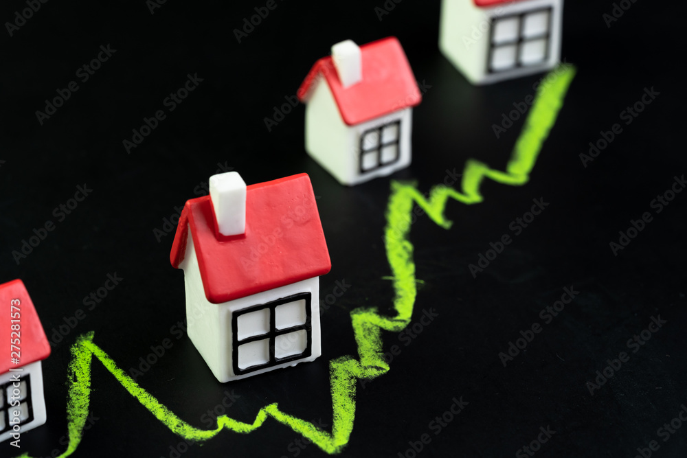House, property or real estate market price go up or rising concept ...