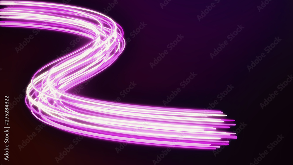 Abstract futuristic dynamic pink neon stream. Digital data flow lines ...