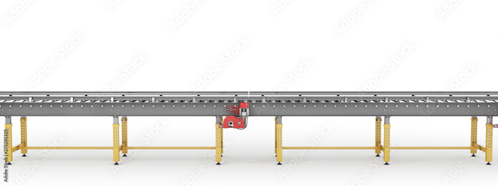 Conveyor line on a white background. 3d illustration Stock Illustration ...