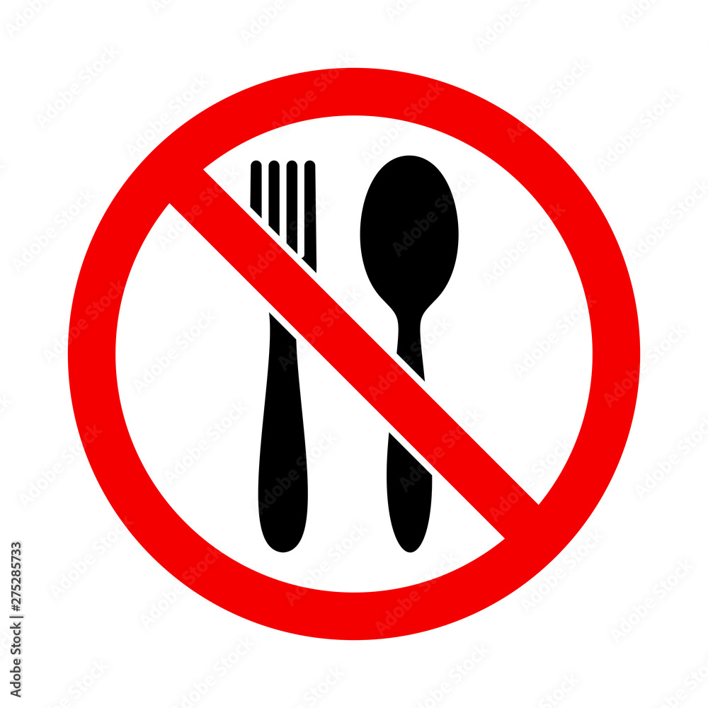 No food icon. Forbidden eat icon. No dinner vector sign. Prohibited ...