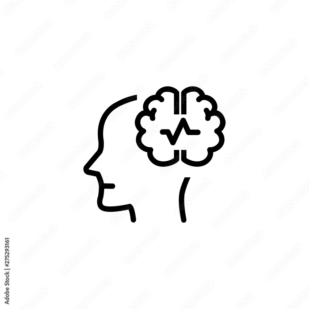 Epilepsy line icon. Human head, brain, crack. Neurology concept. Vector ...