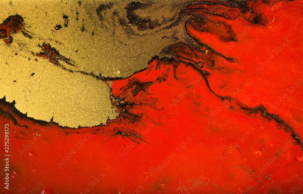 Red and gold marbling pattern. Golden marble liquid texture. Stock ...