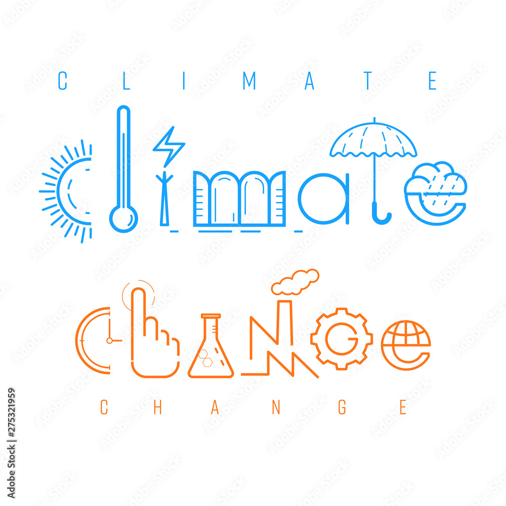 Vecteur Stock Climate change typographic design. Pictorial symbols for ...