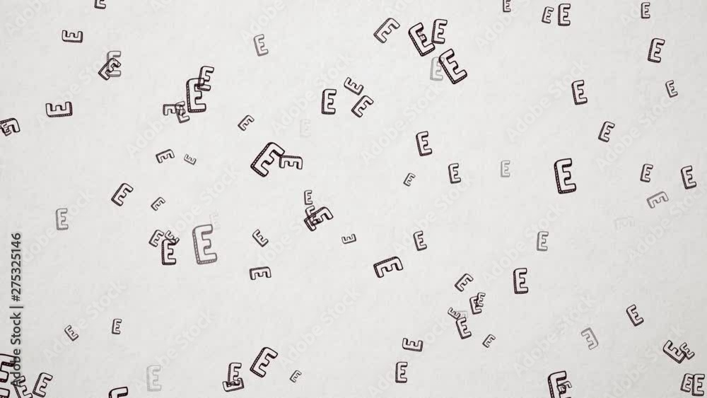 Vidéo Stock Hand Drawn / Doodled Letter E Flying Over Old White Paper ...