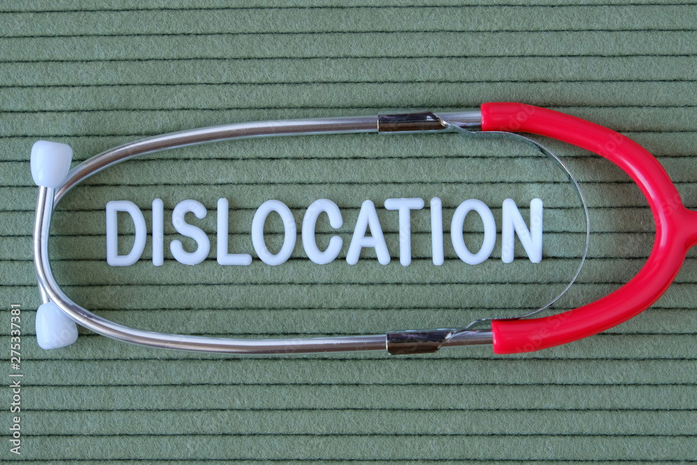 Dislocation- text from white letters on green background with ...