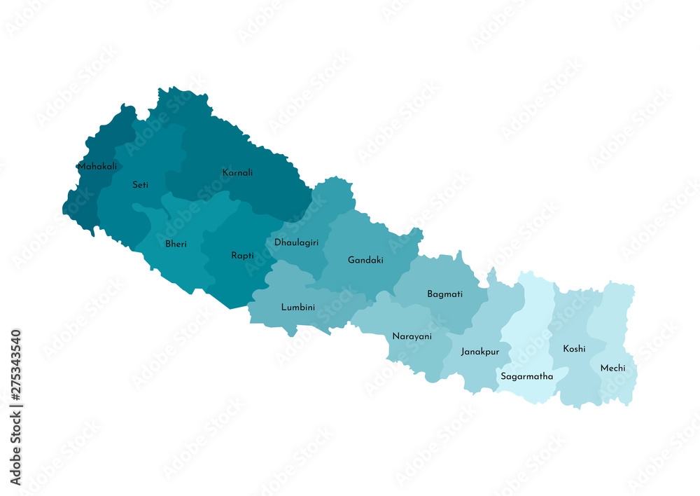 Vector isolated illustration of simplified administrative map of Nepal ...