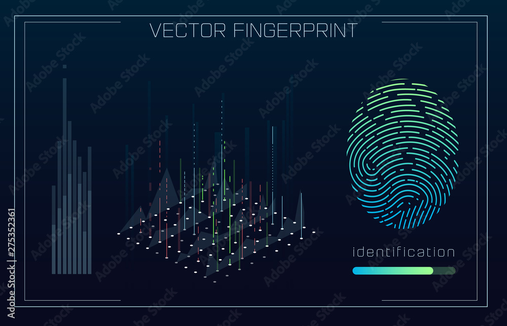 Fingerprint Scanning Identification system in futuristic HUD style ...
