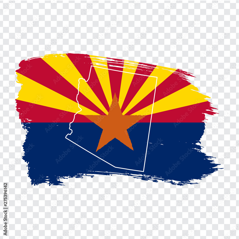 Vecteur Stock Flag of Arizona from brush strokes and Blank map of ...