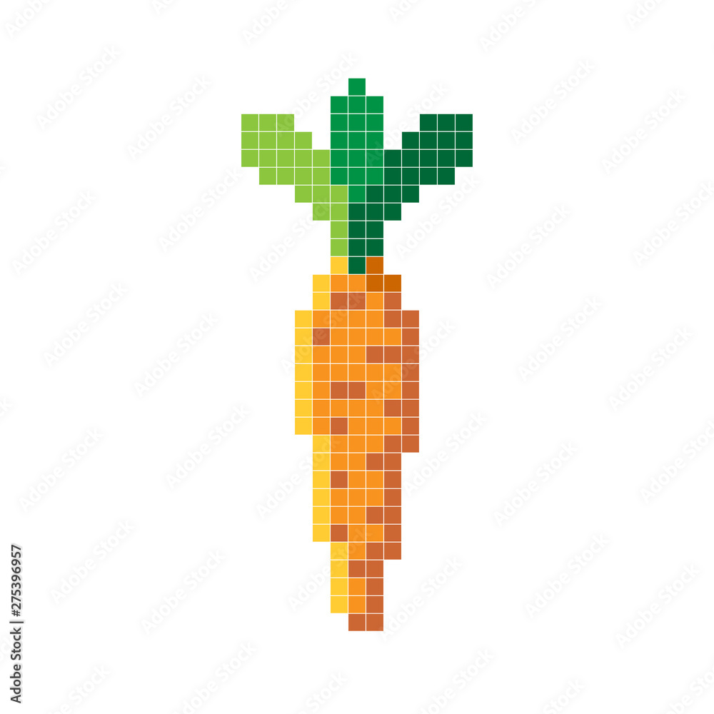 8 bit pixel carrot. Vector illustration. Old school computer graphic ...
