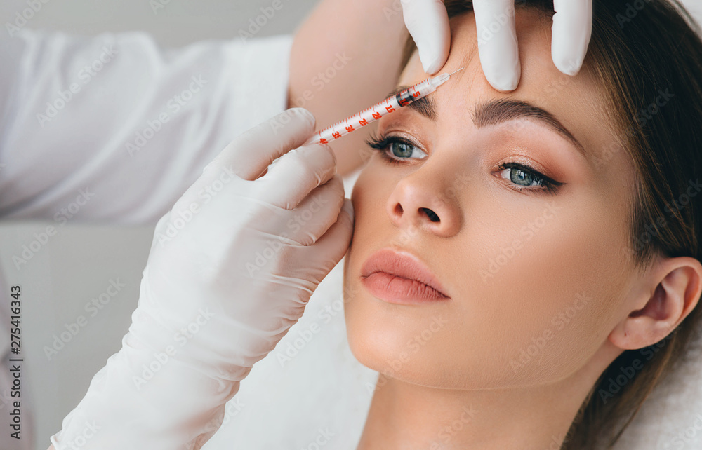 beauty injections into beautiful face. smoothing of mimic wrinkles ...