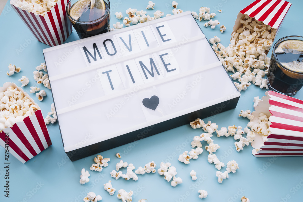 Popcorn box with a cinema sign Stock Photo | Adobe Stock