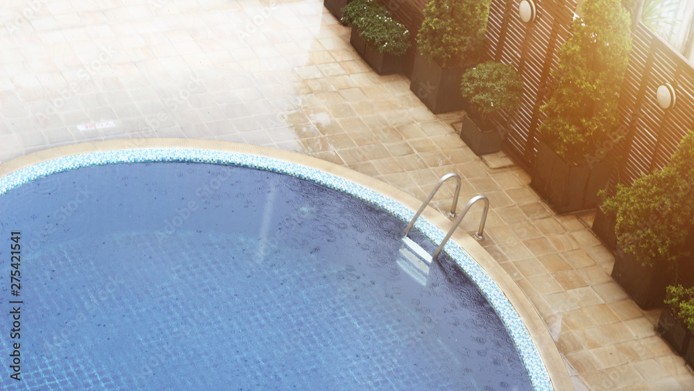 Empty swimming pool top view on tiles background Stock Photo | Adobe Stock
