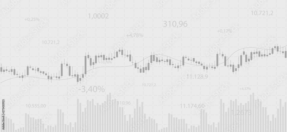 Financial data graph chart on grey background. Business background with ...