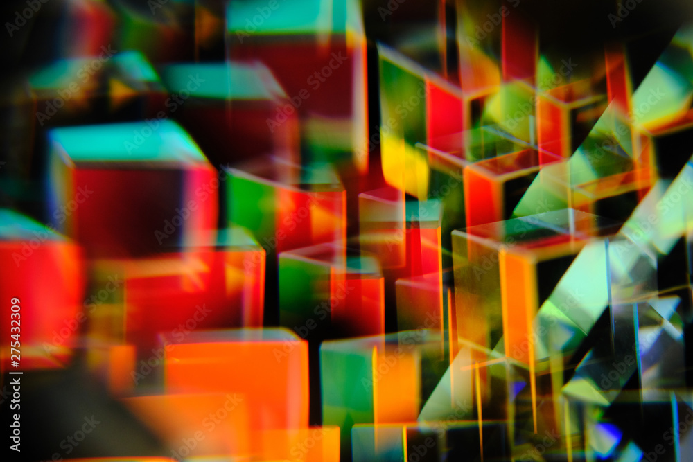 abstract geometric shapes in the refraction of a glass prism Stock ...
