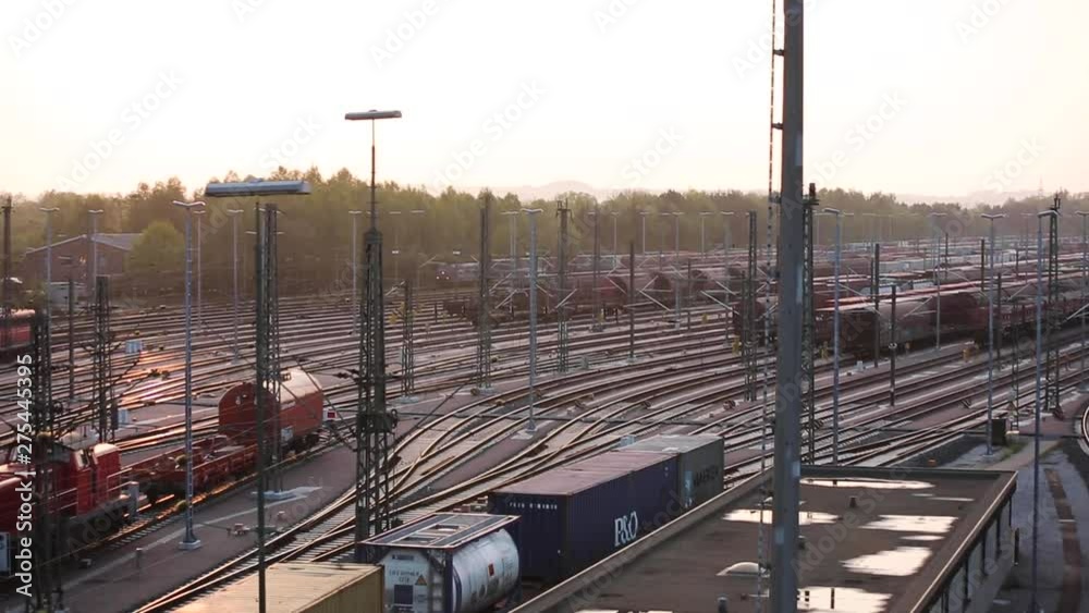 Freight Train Cargo Terminal Panning Panorama 2 Stock Video | Adobe Stock