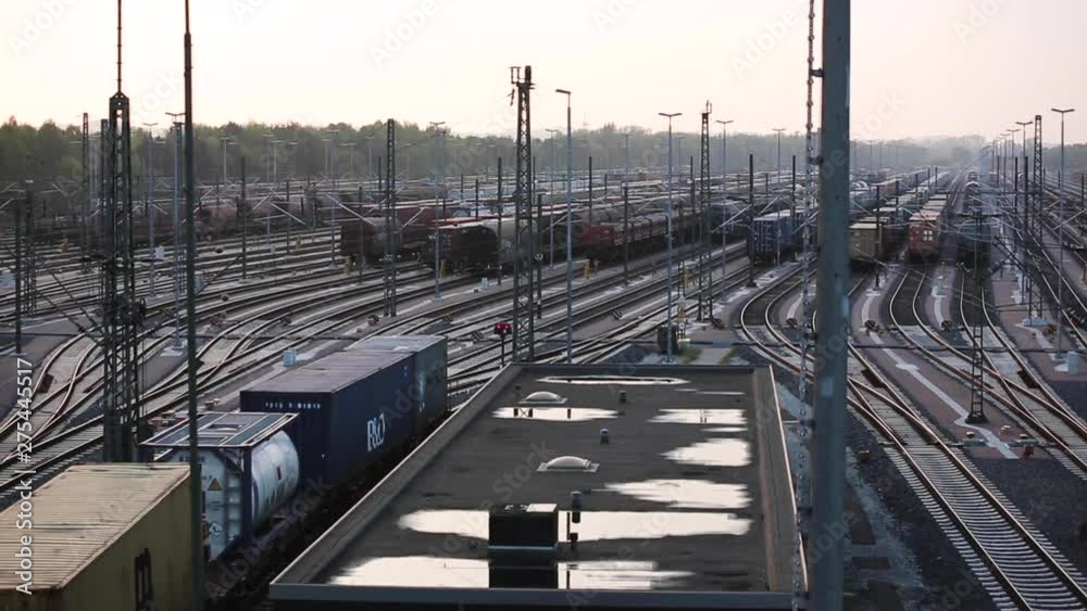 Freight Train Cargo Terminal Panning Panorama Stock Video | Adobe Stock