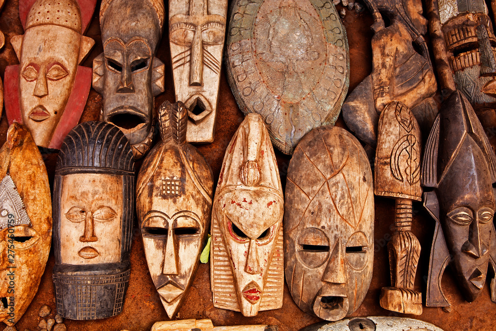 African art on display at an outdoor market in Accra Ghana Stock Photo ...