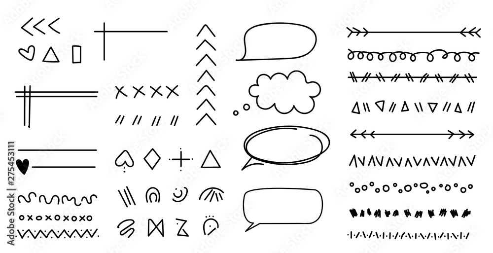 Cartoon Pictures Set Of Different Arrows Hand Drawn Set Of Lines