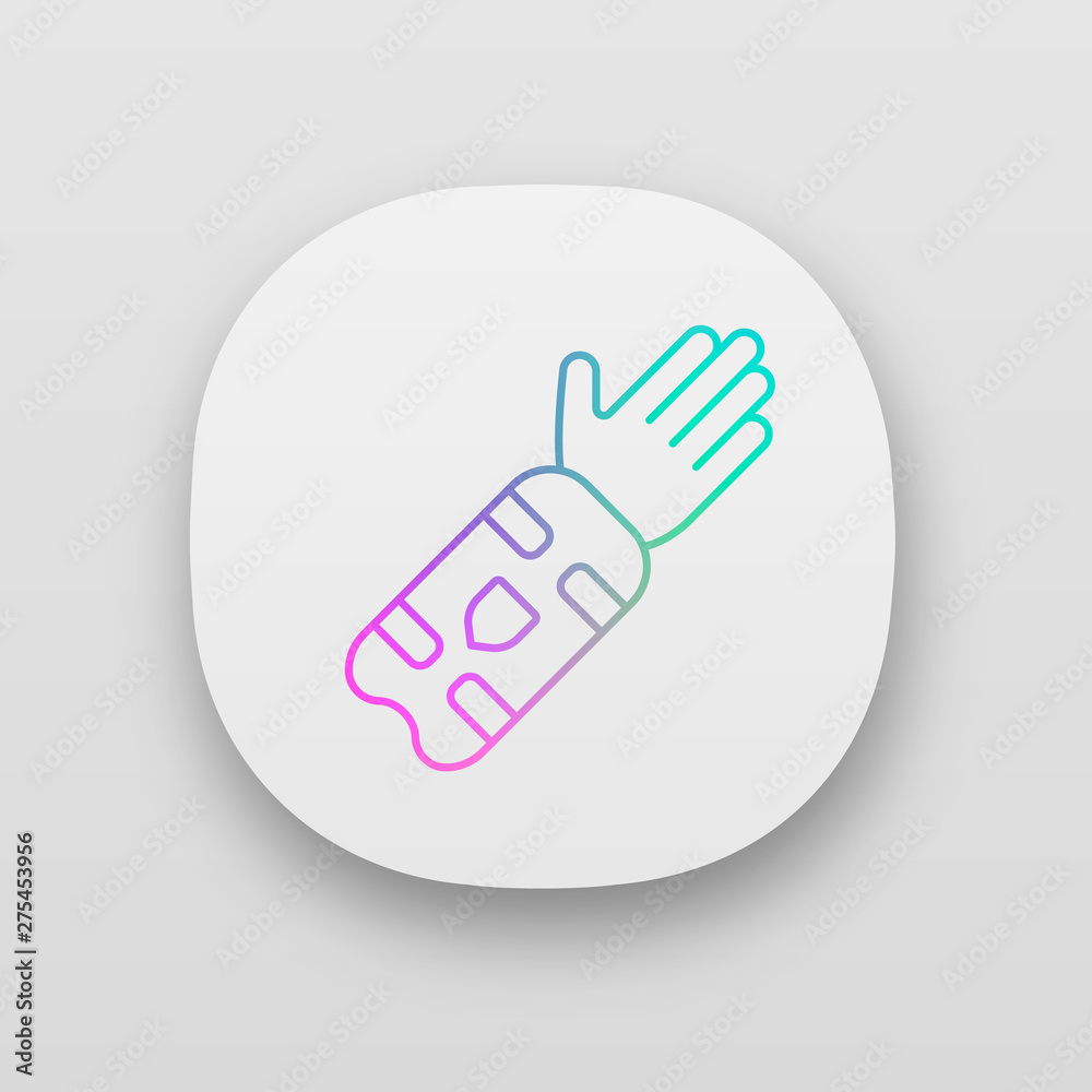 Cricket arm guard app icon. Body protection for batsman. Arm pad on ...