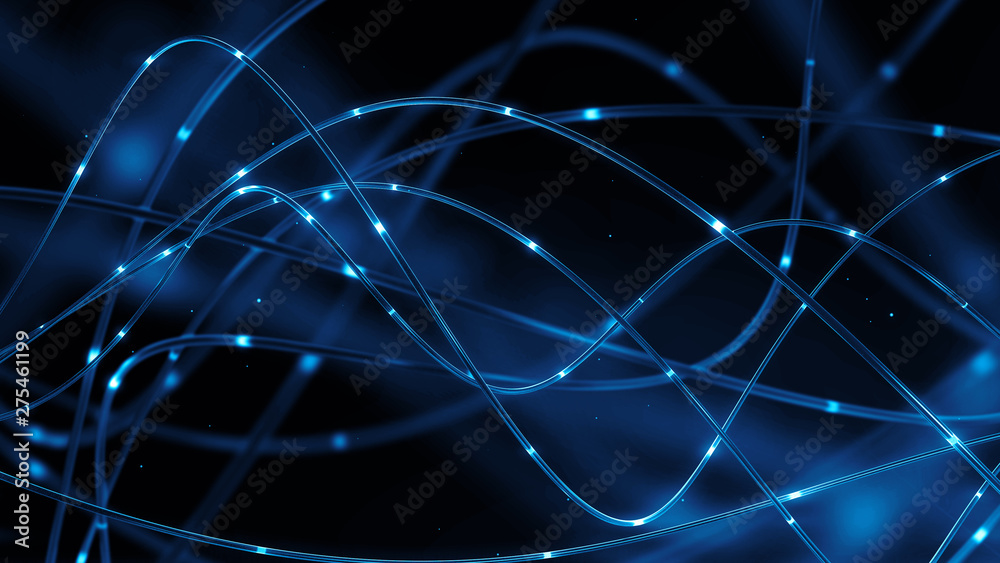 3d render, abstract technology background in blue color. Distribution ...